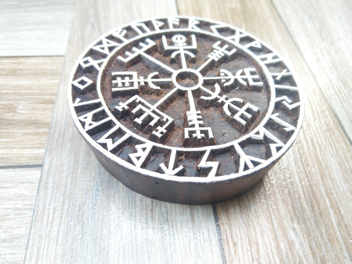 Viking Compass Hand Carved Wood Stamp Printing Block for - Etsy