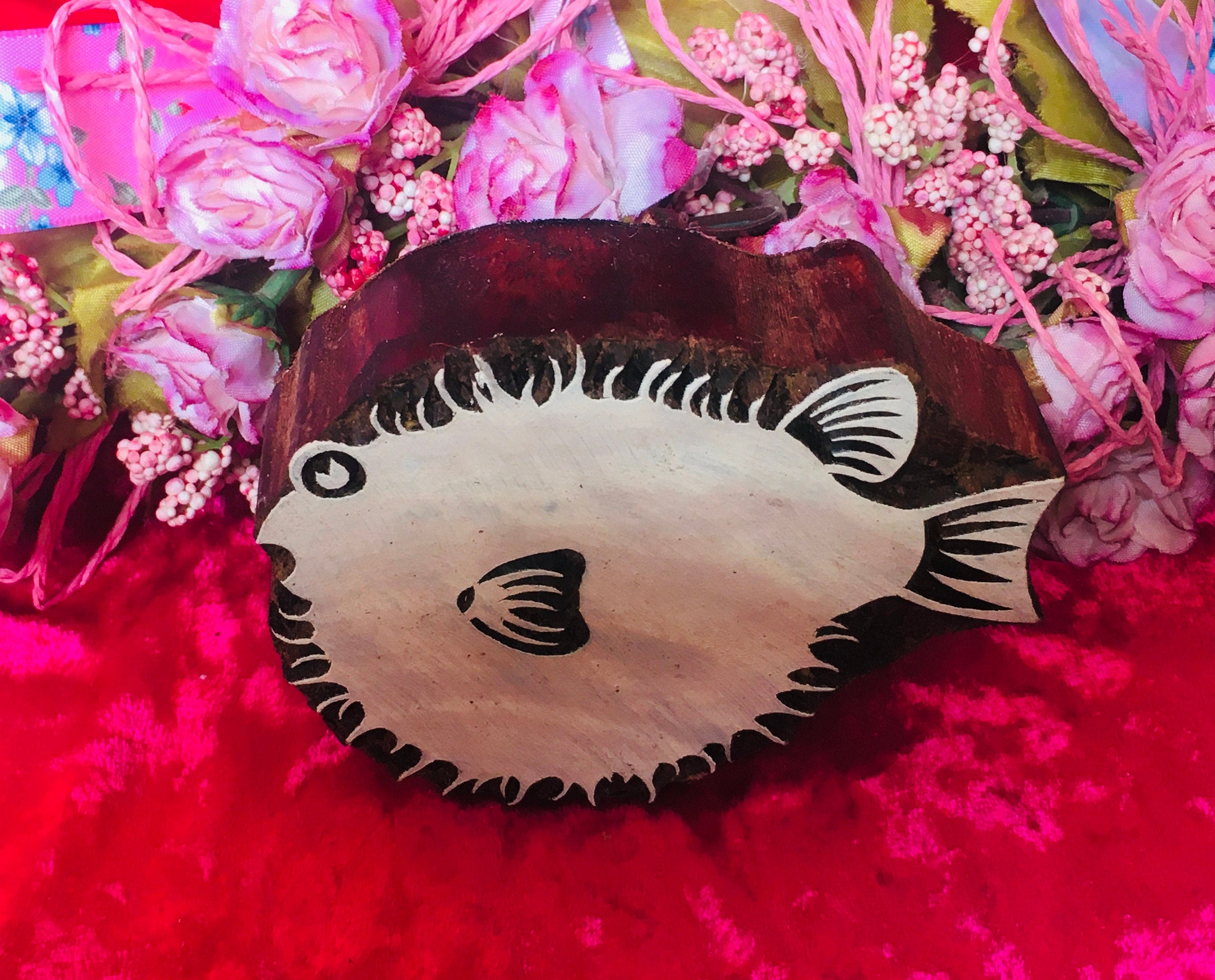 Fat Fish Hand Carved Wood Printing Block Pottery Stamp | Etsy