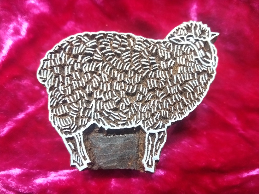 Sheep Indian Hand Carved Wood Block Stamp, Traditional Stamp Block for ...
