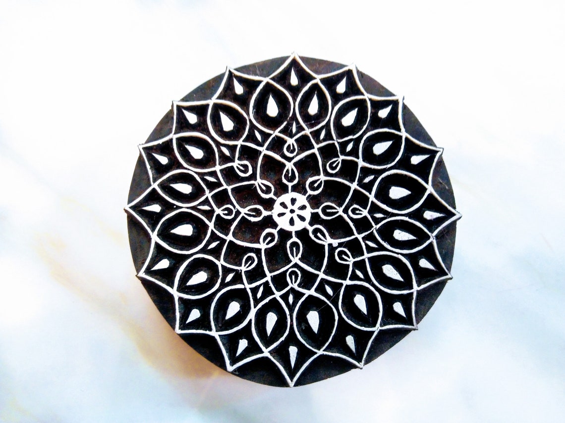 Floral Mandala Wood Stamp Pottery Stamp Wood Printing Block - Etsy