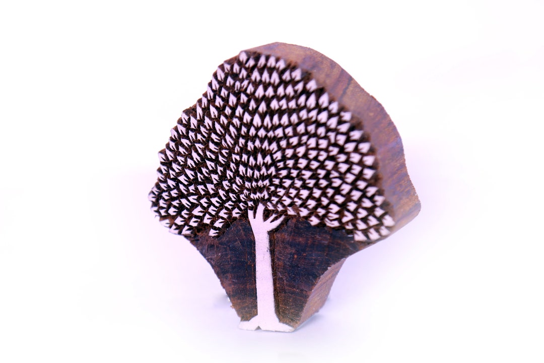 Tree Stamp; Indian Stamp Block; Hand Carved Wood Printing Block ...