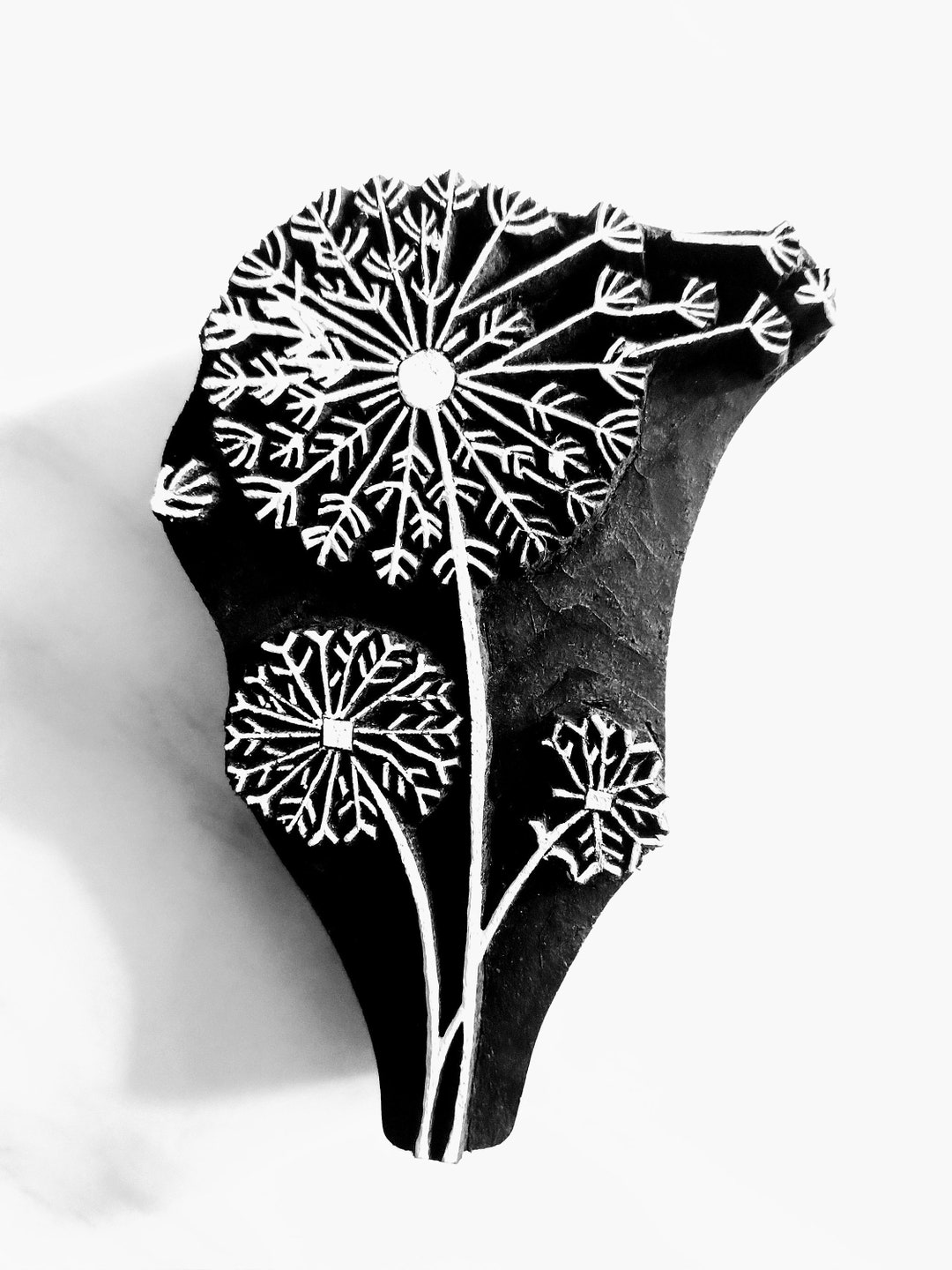 Dandelion Stamp; Floral Pattern Hand Carved Indian Wooden Stamp ...