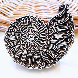 Snail Wood Hand Carved Indian Printing Block; Pottery Stamp; Textile ...