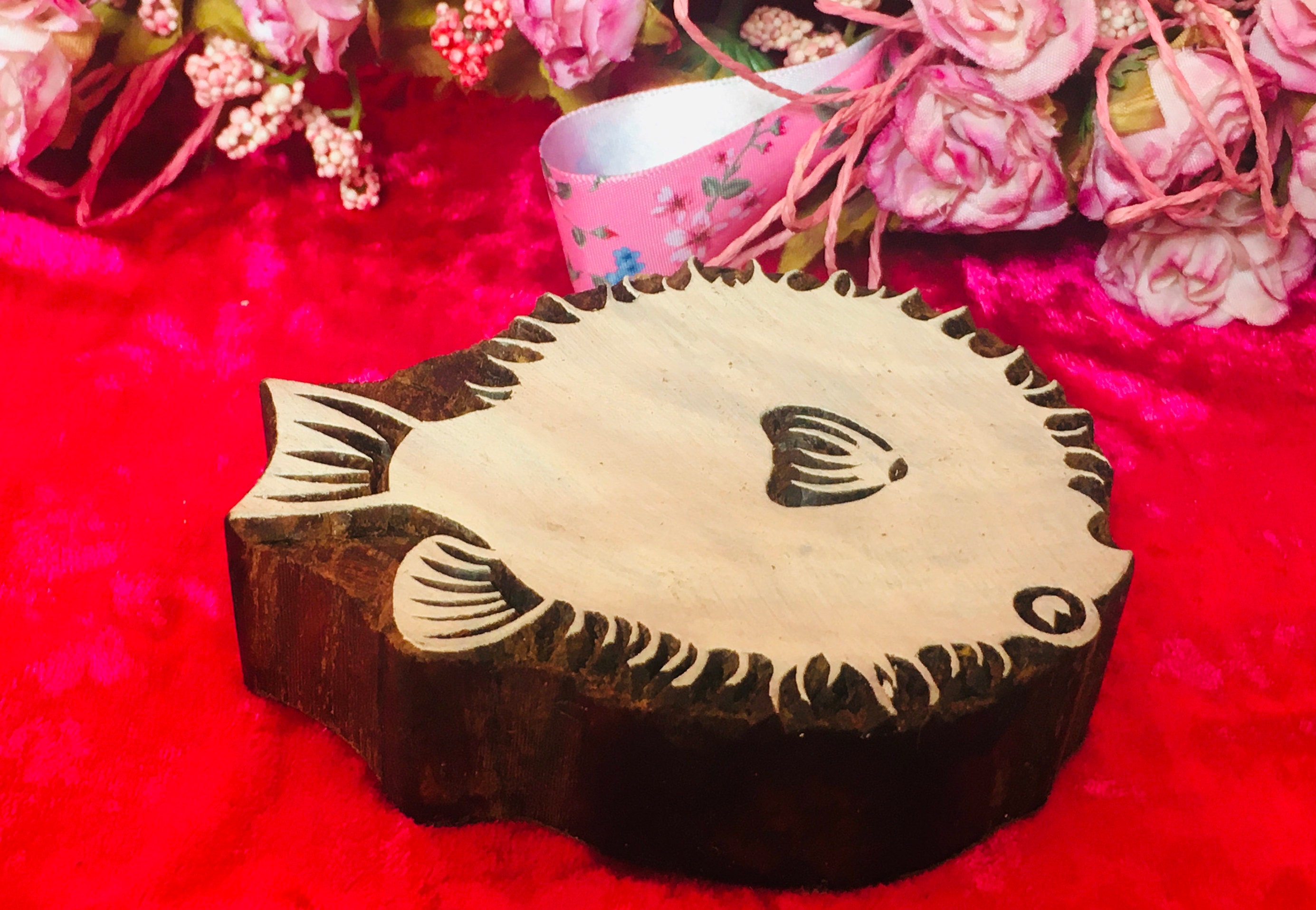 Fat Fish Hand Carved Wood Printing Block Pottery Stamp | Etsy