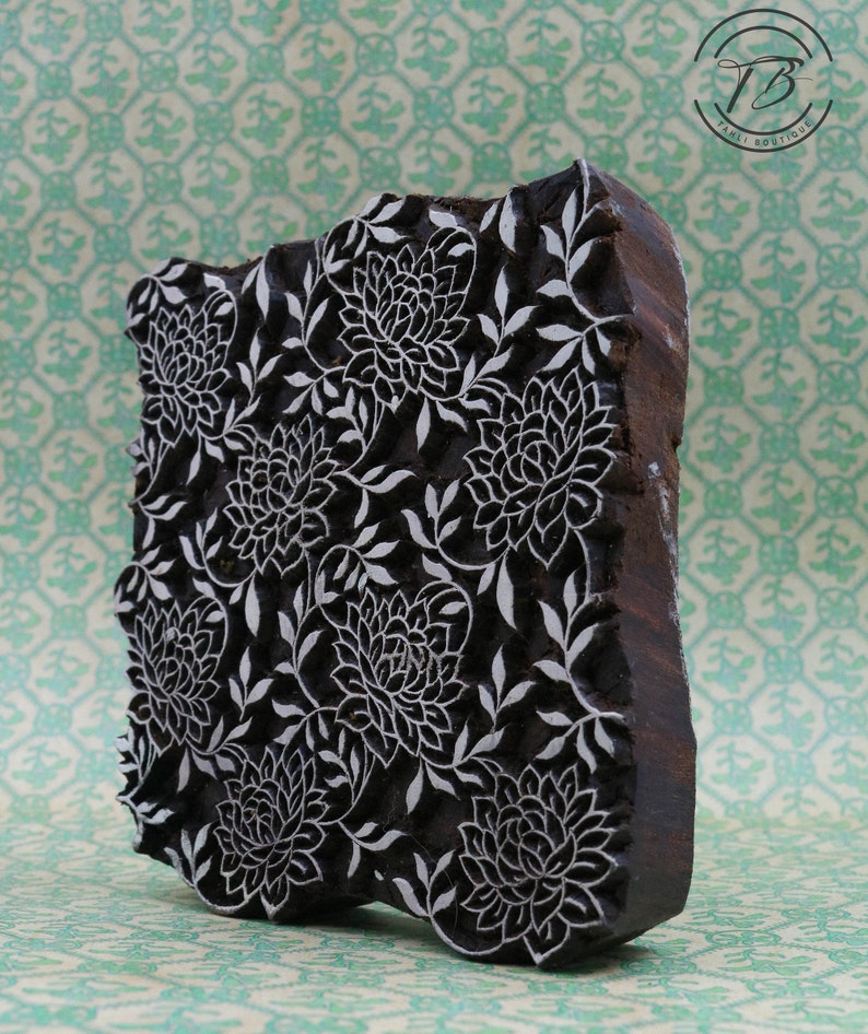 Roses Floral Stamp Indian Stamp Wood Printing Block Hand | Etsy