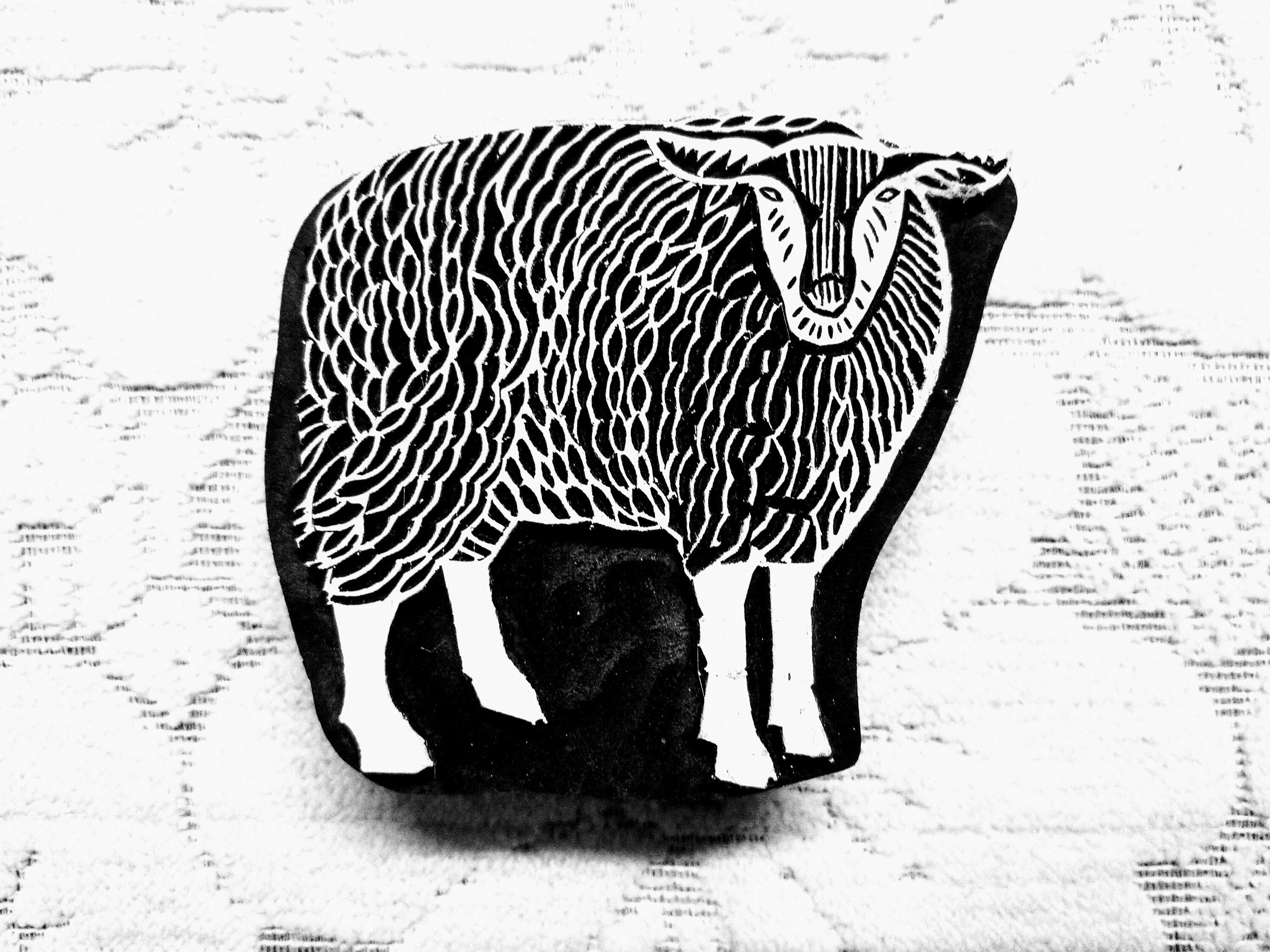 Innocent Lamb Sheep Indian Hand Carved Wood Block Stamp - Etsy