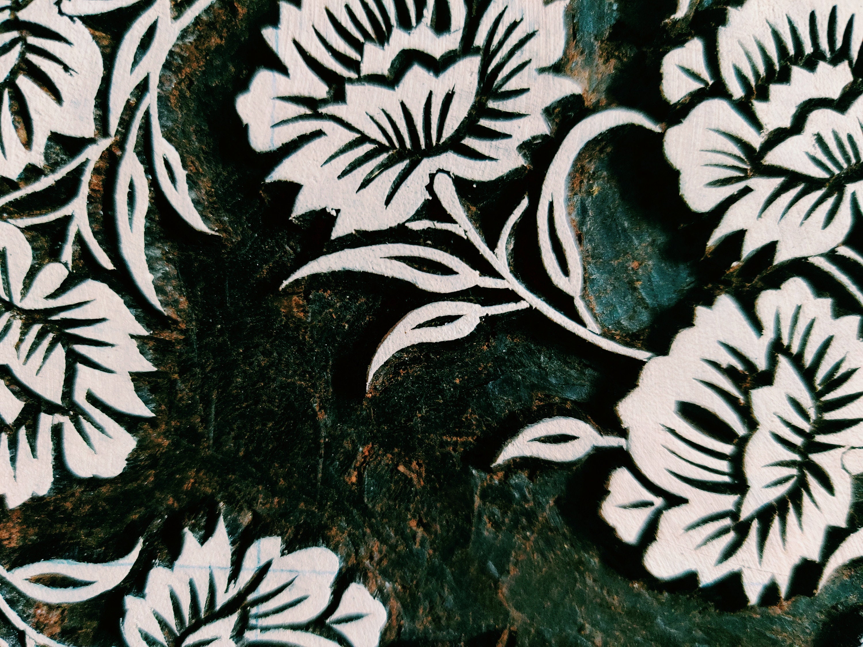 Large Floral Block Pottery Stamp Block Print Stamp Wood | Etsy