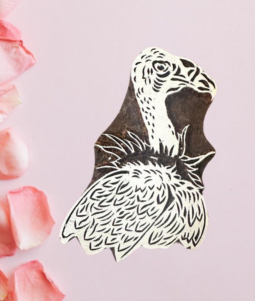 Vulture Stamp - Hand Carved Wood Printing Block for Clay, Textile ...