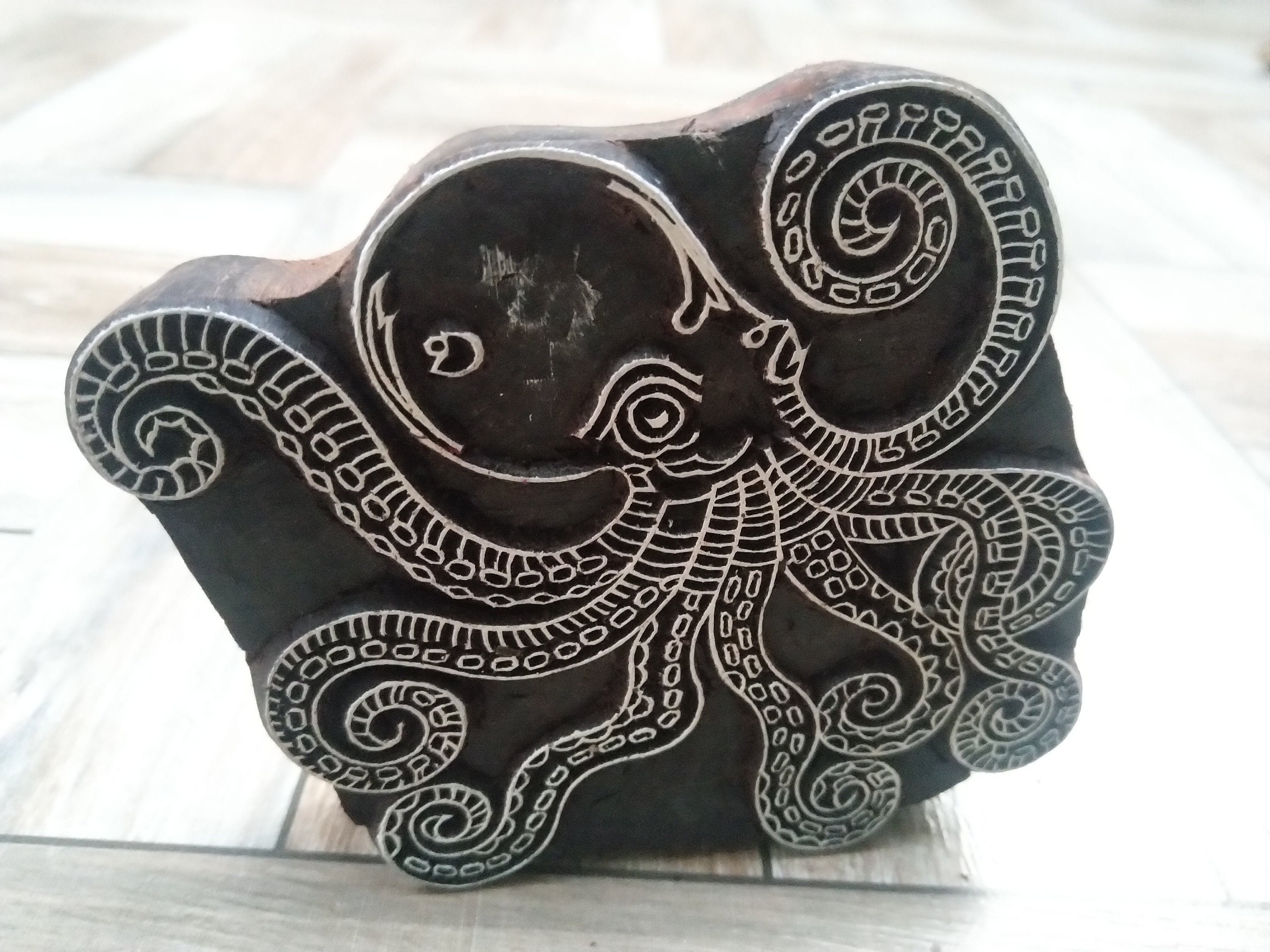 Cool Octopus Indian Hand Carved Wood Stamp Textile Printing - Etsy