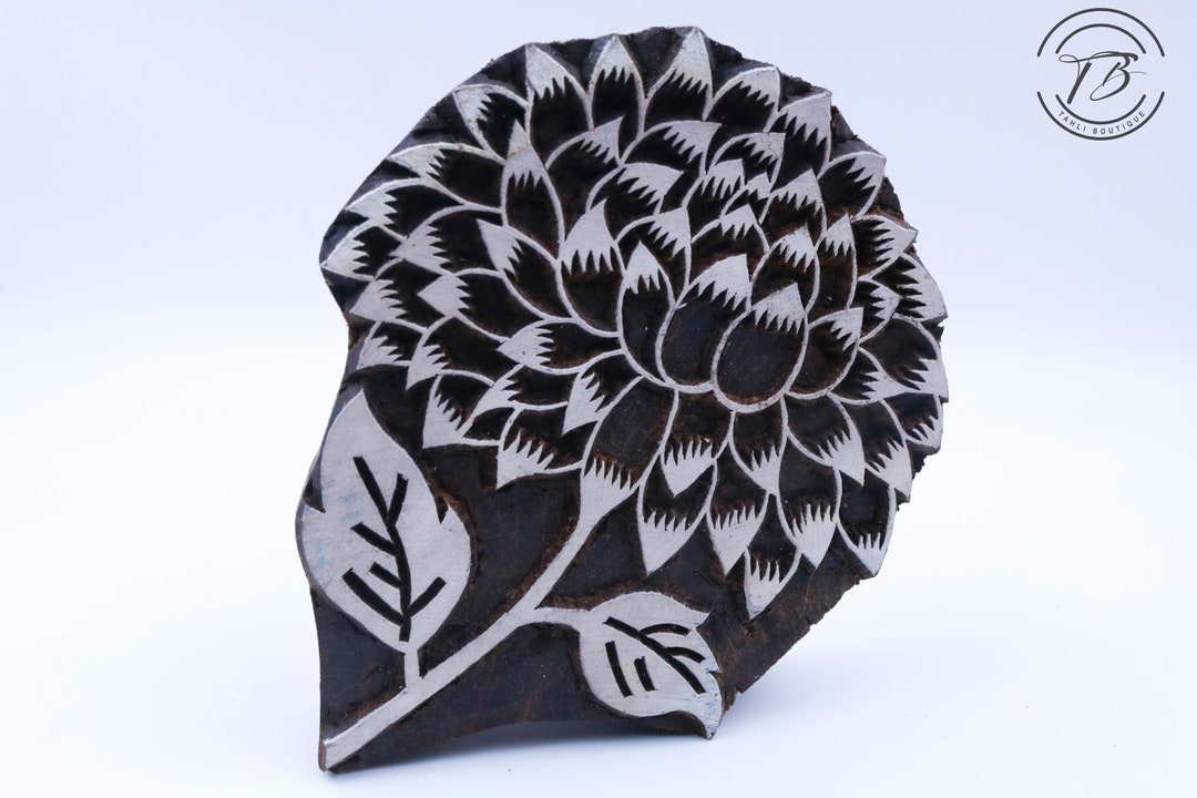 Floral Stamp; Hand Carved Indian Wooden Stamp; Wood Block; Textile ...