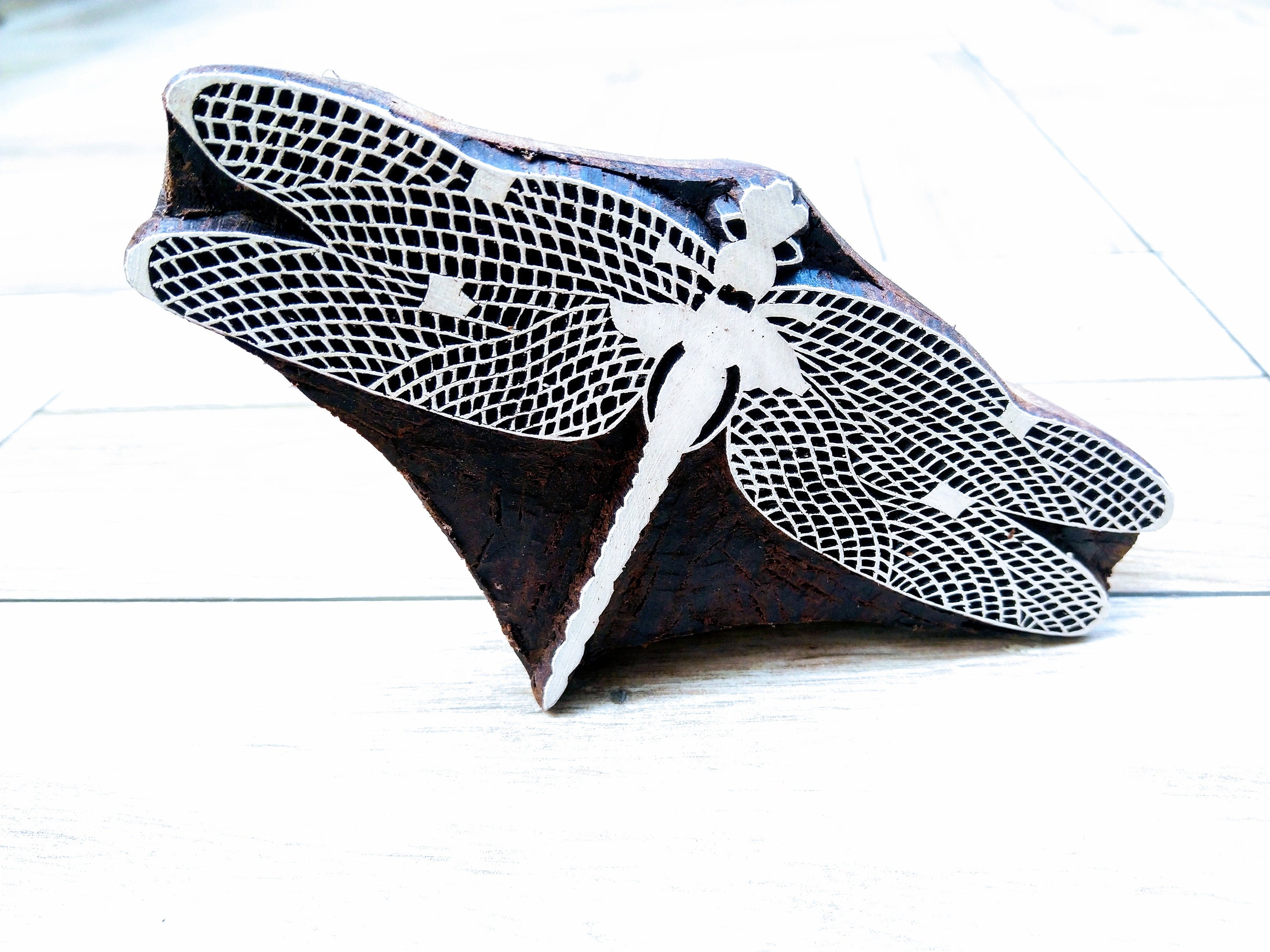 Dragonfly Diva Wood Stamp Hand Carved Indian Wood Printing - Etsy