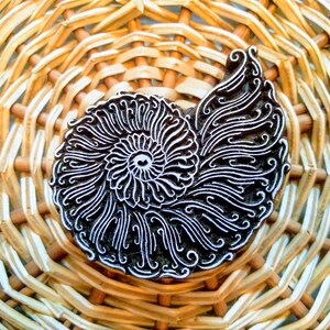 Snail Wood Hand Carved Indian Printing Block; Pottery Stamp; Textile ...