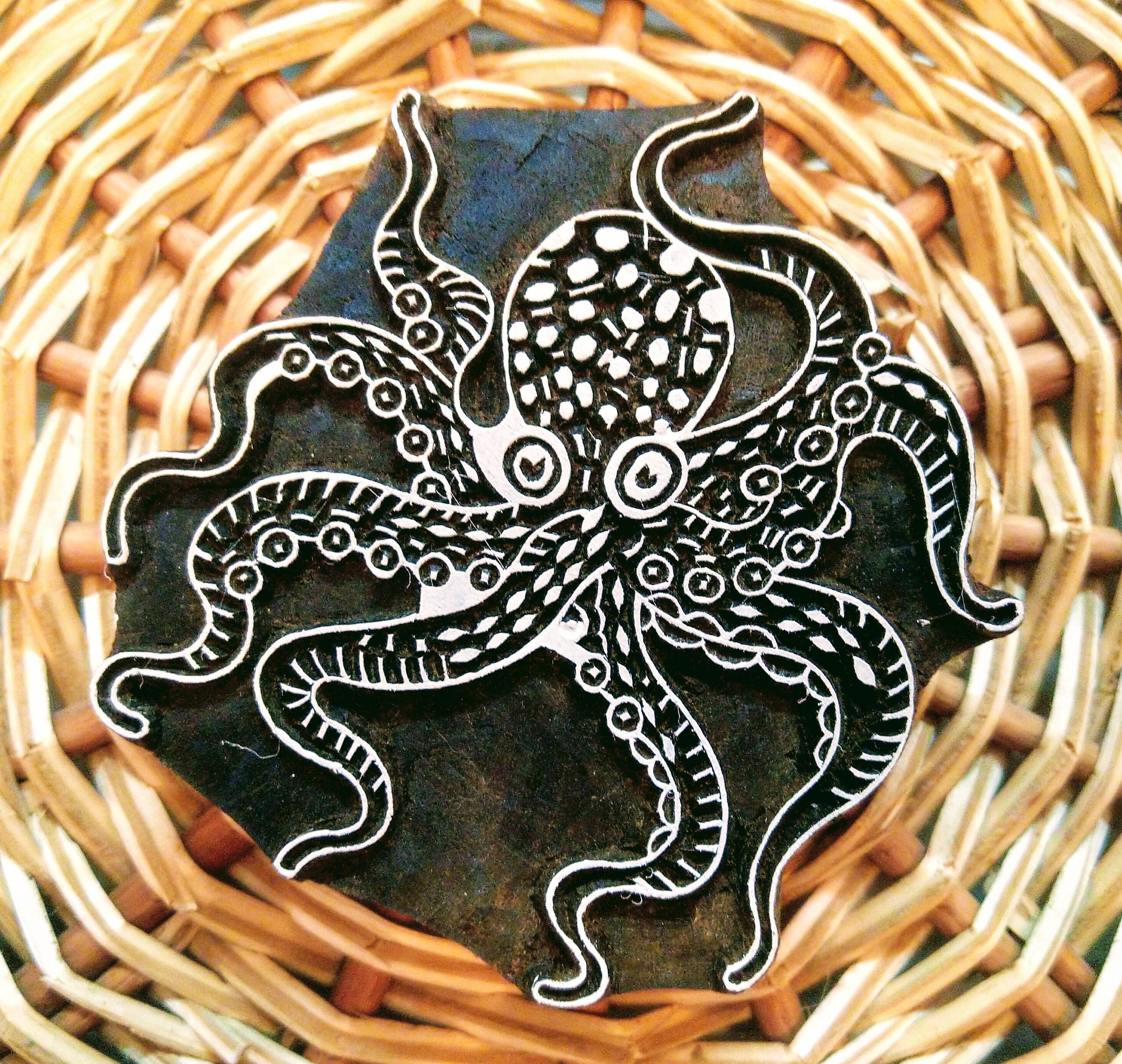 Cool Octopus Indian Hand Carved Wood Stamp Textile Printing | Etsy