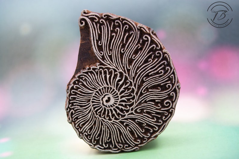 Snail Wood Hand Carved Indian Printing Block Pottery Stamp | Etsy