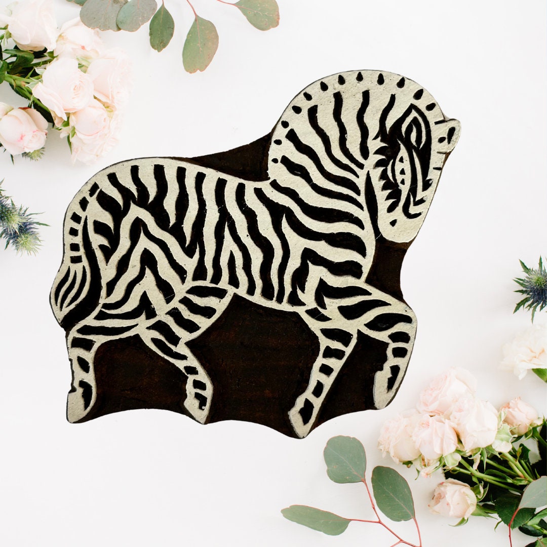 Zebra Stamp - Hand Carved Indian Printing Block; Pottery Stamp; Textile ...