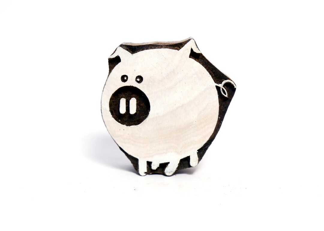 Pig Stamp; Farm Animal; Wood Printing Block; Pottery Stamp; Block Print ...