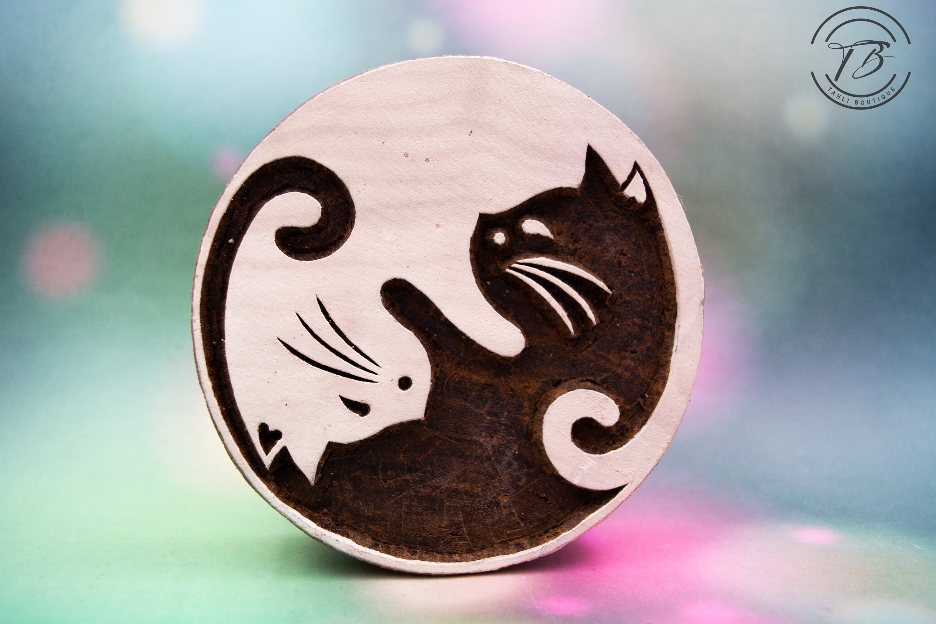 Yin Yang cats wooden hand carved Indian printing block | Etsy