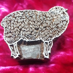 Sheep Indian Hand Carved Wood Block Stamp, Traditional Stamp Block for ...
