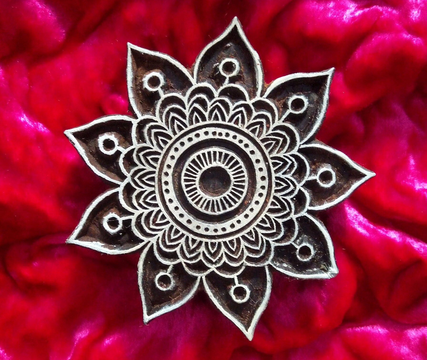 Floral Mandala Wood Stamp Pottery Stamp Wood Printing Block | Etsy