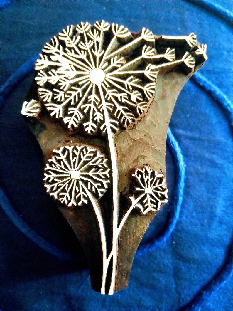 Dandelion Stamp Floral Pattern Hand Carved Indian Wooden - Etsy
