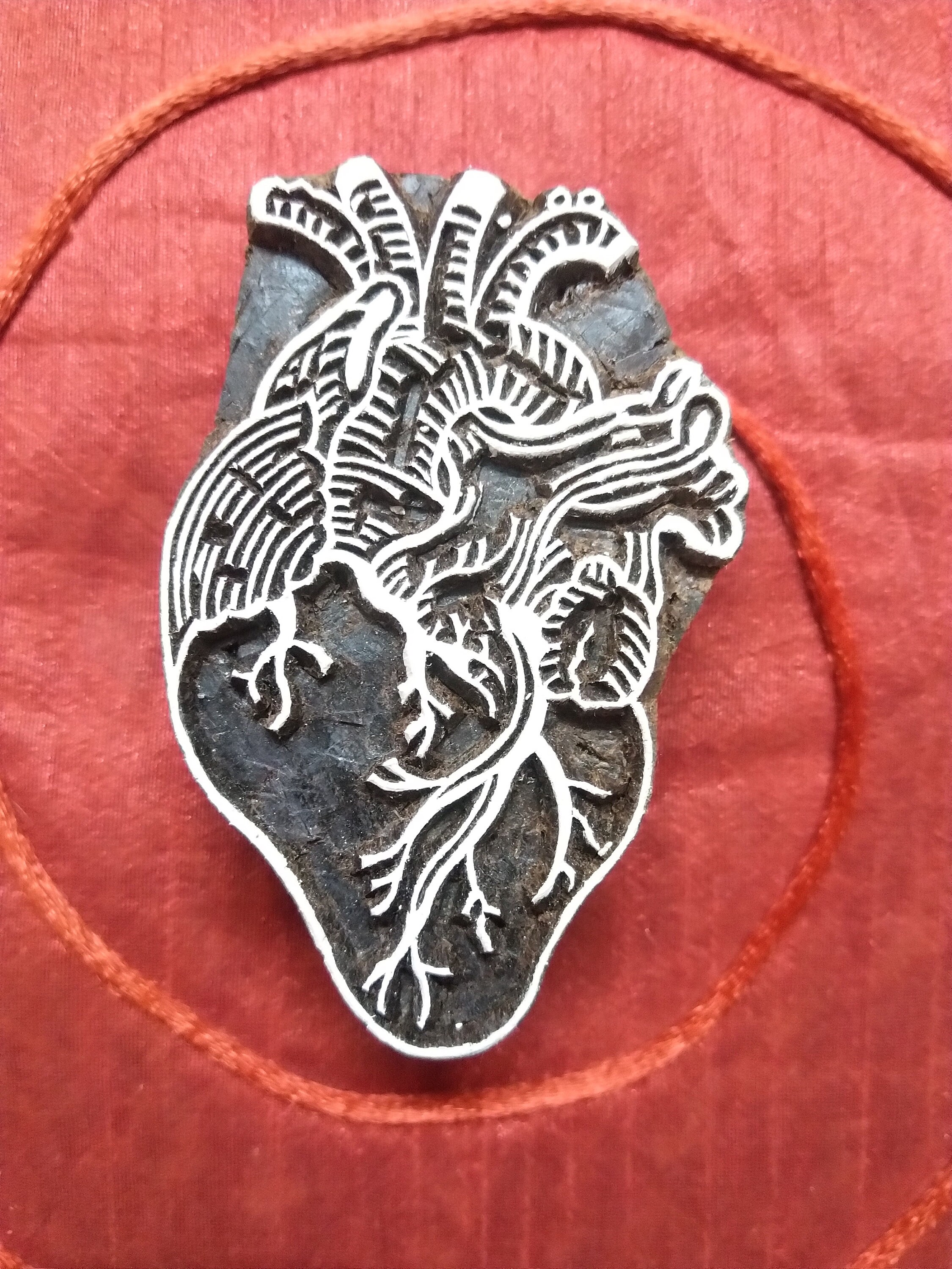 Anatomical Heart Hand Carved Indian Wood Block Stamp Wood - Etsy