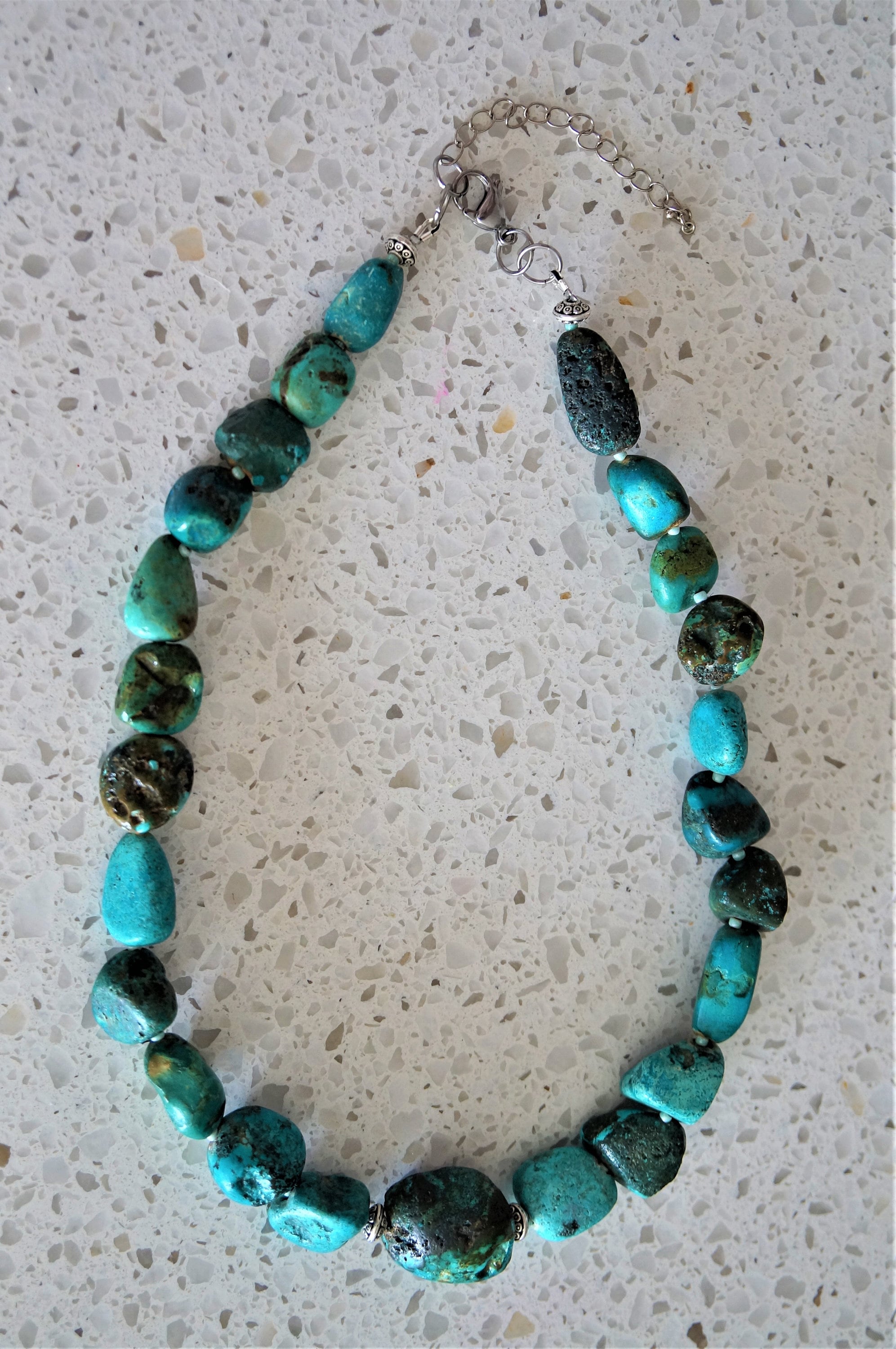 Handmade Genuine Turquoise Statement Necklace, Irregular Stone Beads - Etsy