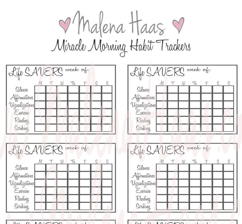 Miracle Morning Habit Tracker Stickers Weekly Printables for Your ...