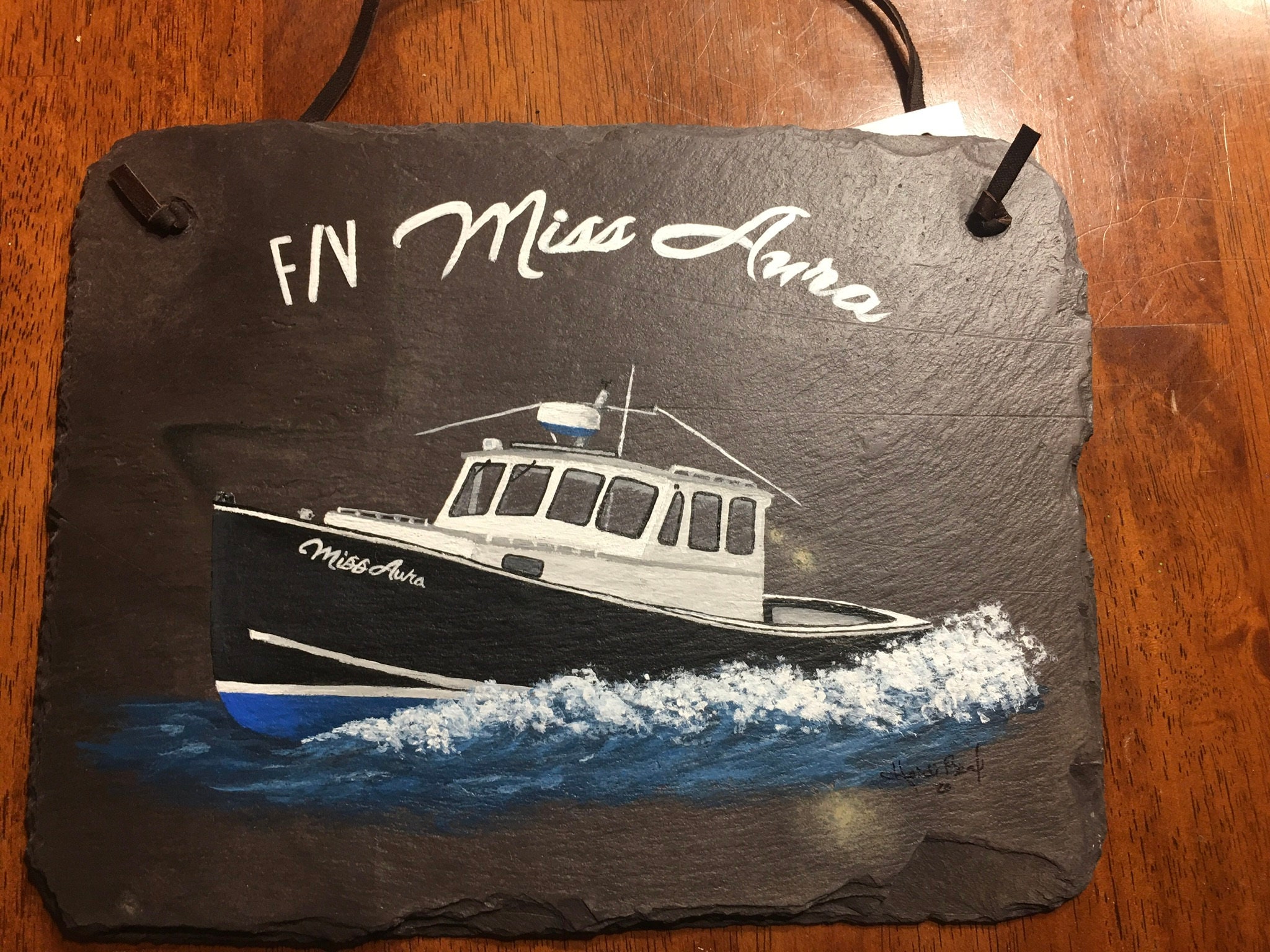 Custom Boat Portrait Painting on Reclaimed Slate - Marine Art Nautical ...