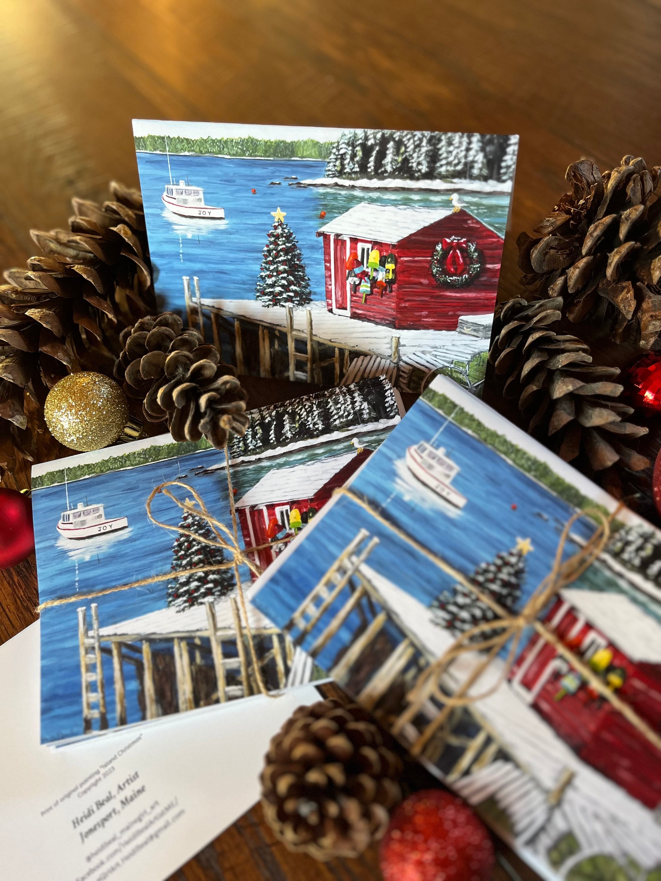 Island Christmas - Pack of 12 Christmas Cards Maine Harbor Christmas ...
