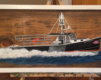 Custom Boat Portrait Painting on Wood Panel - Great Gift Idea ...