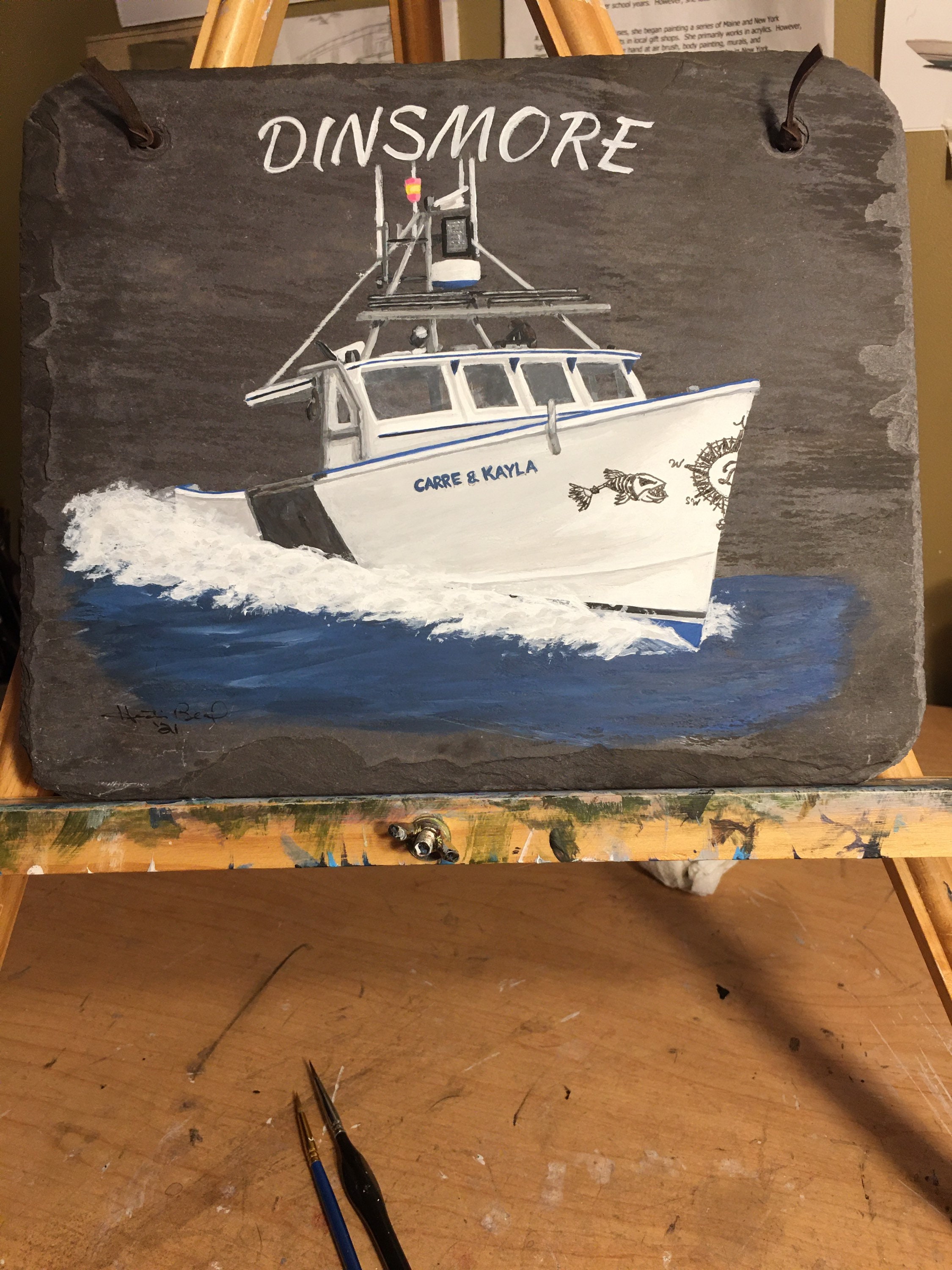 Custom Boat Portrait Painting on Reclaimed Slate - Marine Art Nautical ...