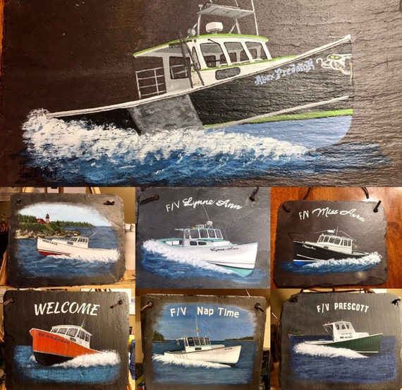 Custom Boat Portrait Painting on Reclaimed Slate Marine Art - Etsy