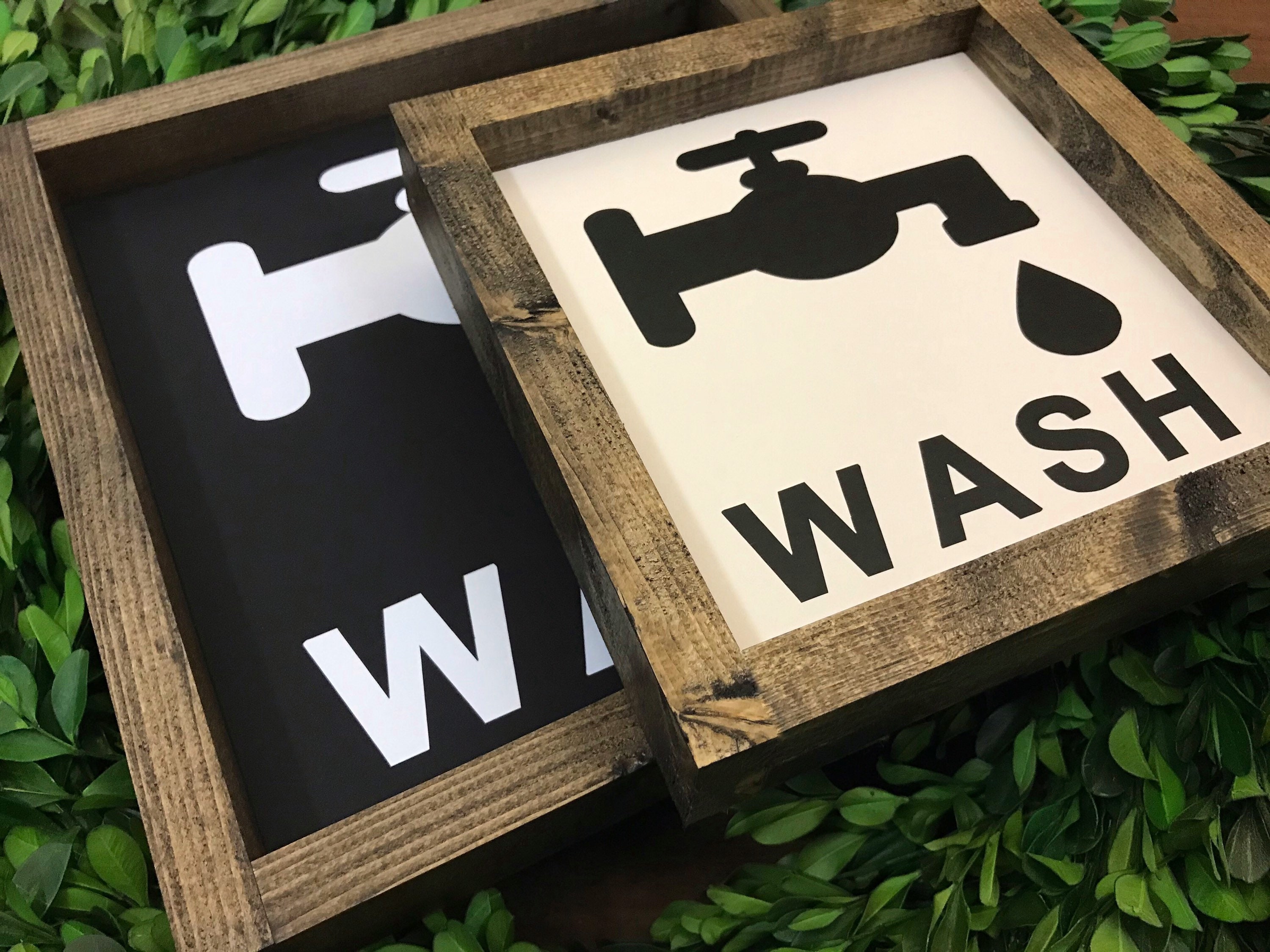 WASH Sign Bathroom Wall Decor Farmhouse Bathroom Wood - Etsy