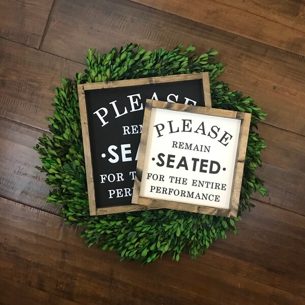Please Remain Seated Bathroom Sign - Etsy