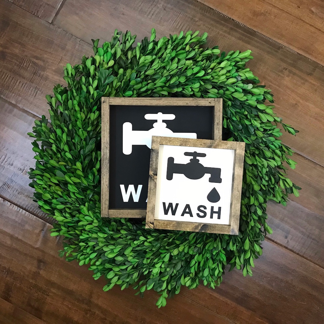 WASH Sign Bathroom Wall Decor Farmhouse Bathroom Wood Sign Farmhouse ...