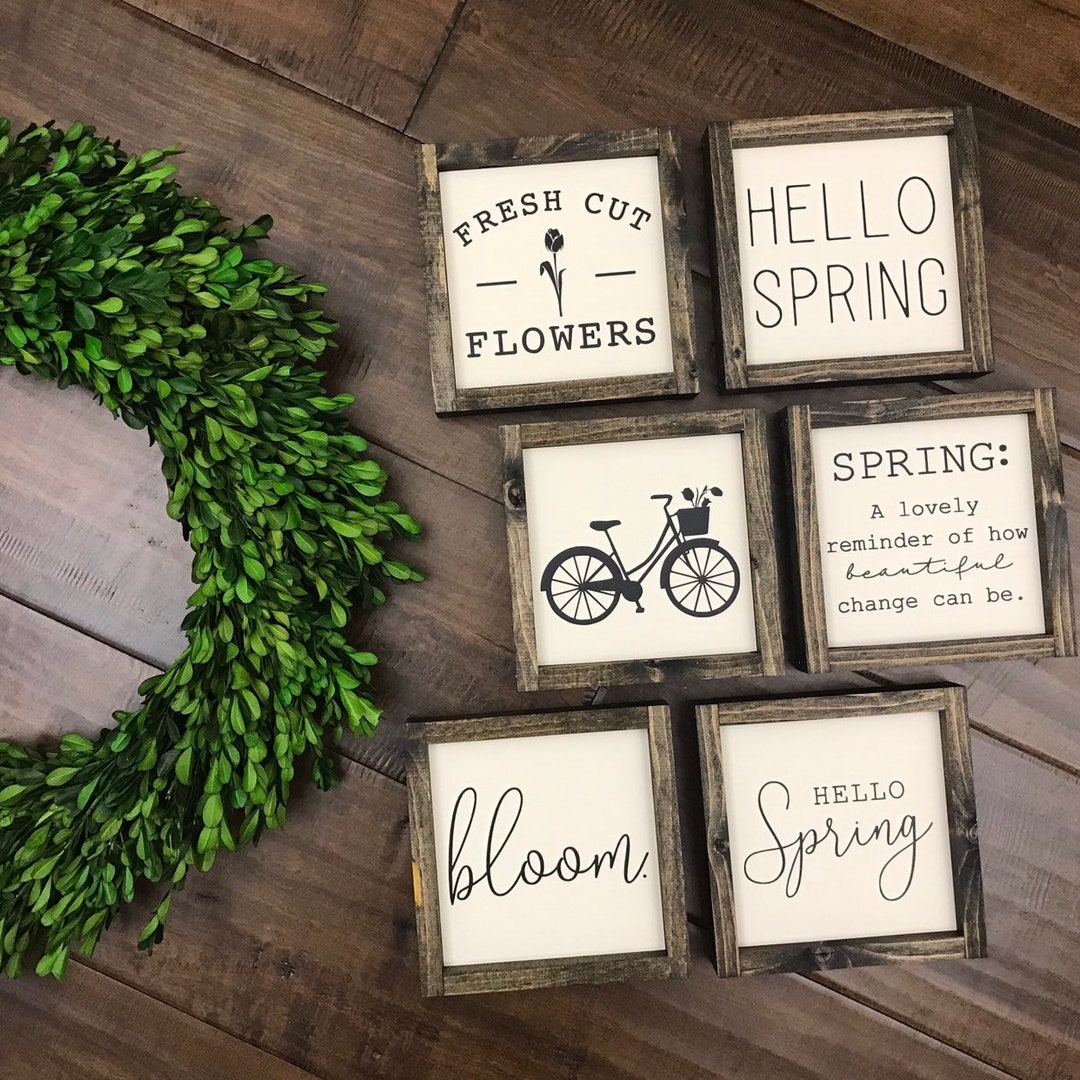 The Spring Collection Hello Welcome Spring Wood Sign Decor Fresh Cut ...