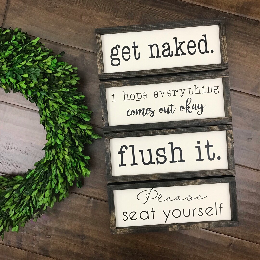 Horizontal Bathroom Collection Bathroom Wall Decor Flush It Fart Zone ...