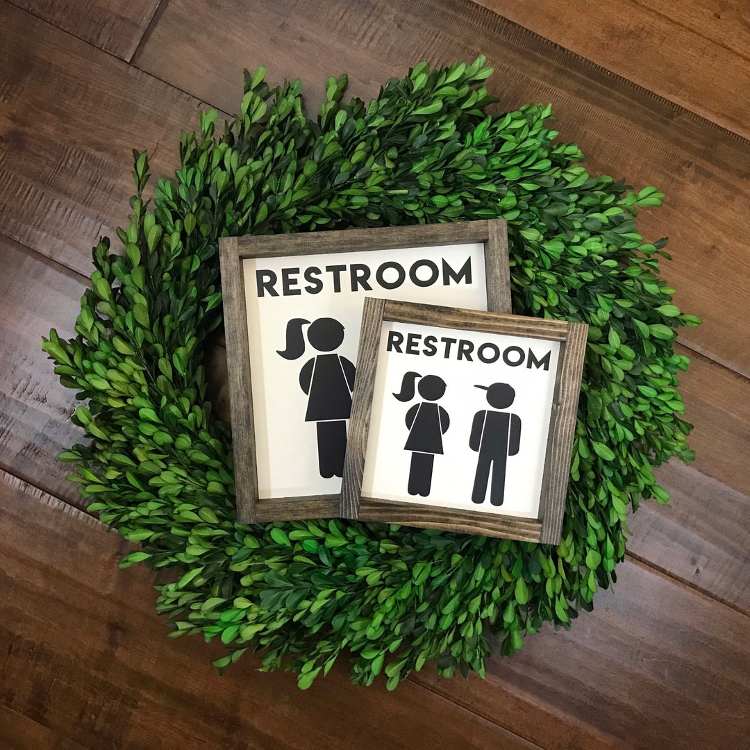 Kids Restroom Sign Bathroom Sign Wood Sign Kids Bathroom Bathroom Wall ...