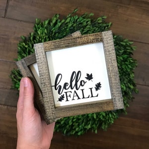 Hello Fall Collection Tiered Tray Seasonal Home Wood Wall Decor Kitchen ...