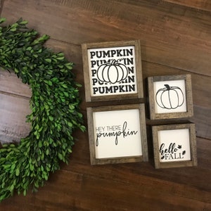 Hello Fall Collection Tiered Tray Seasonal Home Wood Wall Decor Kitchen ...