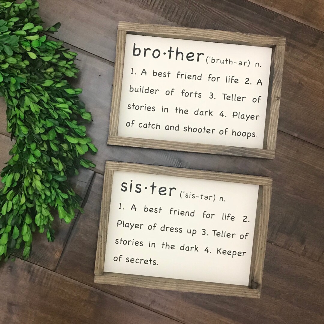Brother & Sister Definition Sign Brother Sign Sister Sign Kids Sign ...