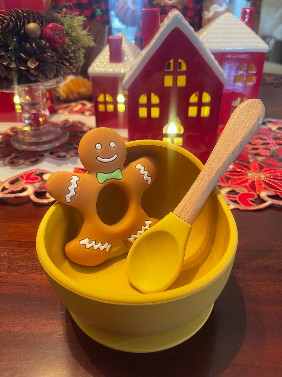 BUNDLE Set 4 Colors Baby Bowl, Spoon, Teething Toy, Christmas Gift, BPA ...