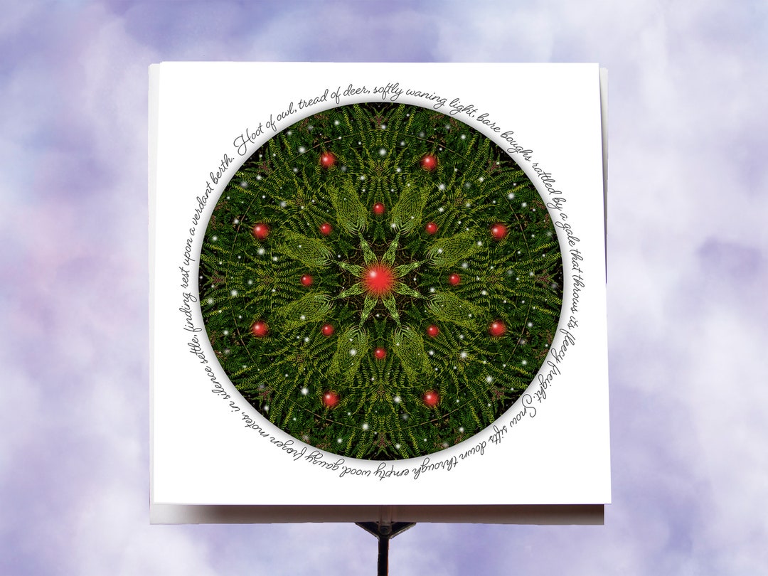Yule Card, Snowy Woods Mandala, Winter Solstice Poetry: Frameable Fine ...
