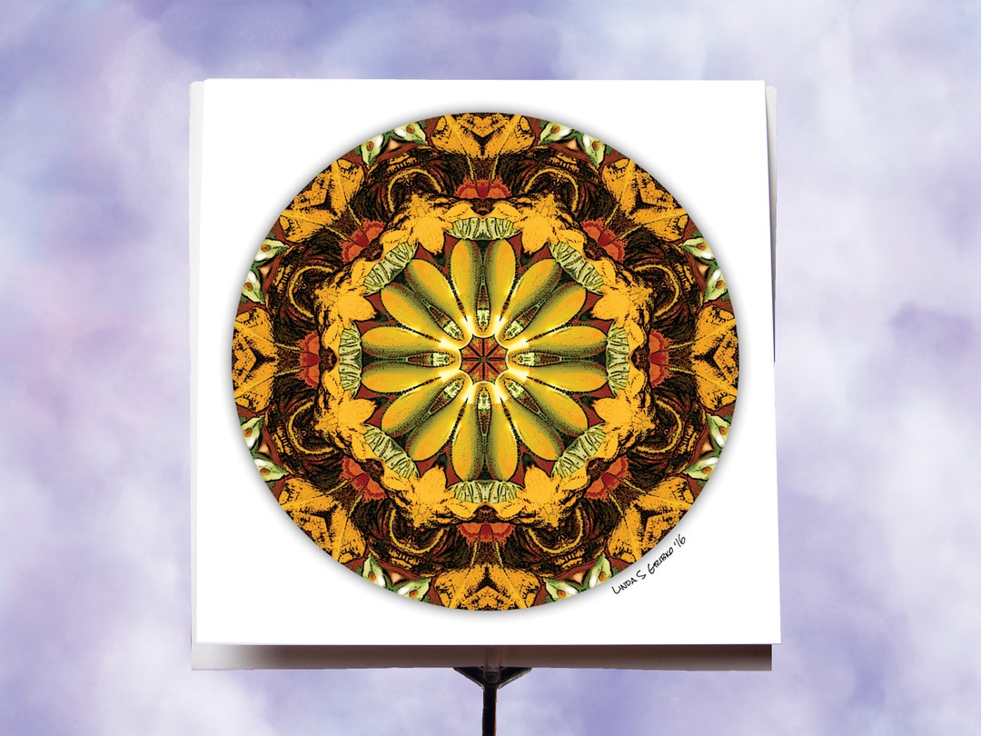 Golden Temple of Abundance Square Mandala Card for Good Luck, Good ...