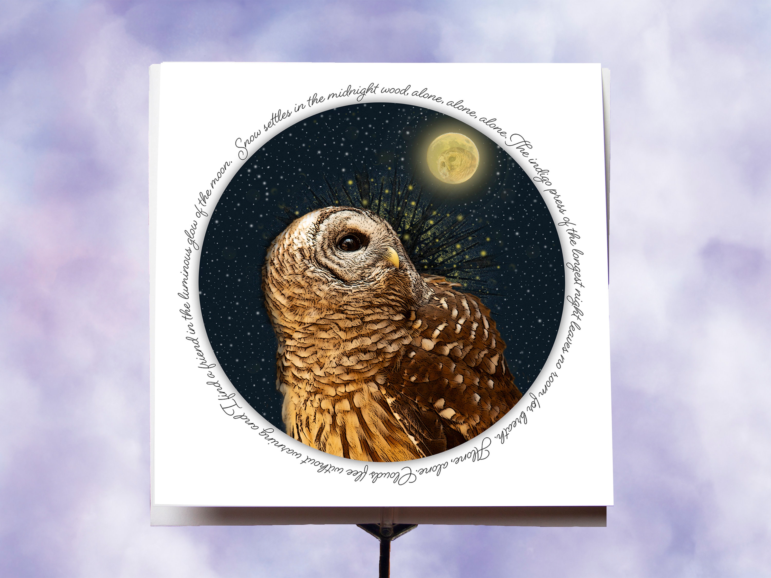 Owl and Full Moon Winter Solstice Card With Poetry and Longest Night ...