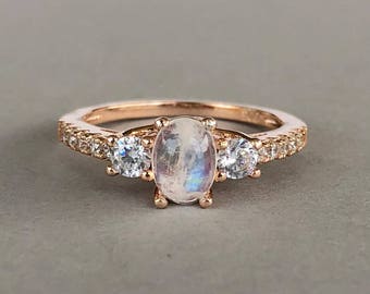 Moonstone ring | Etsy