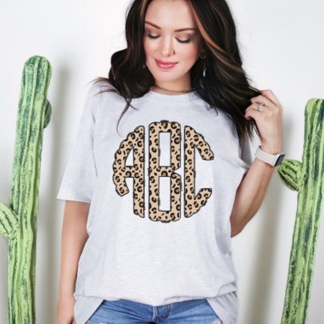 Custom Monogram Shirt, Custom Leopard Shirt, Leopard Monogram,scallop ...