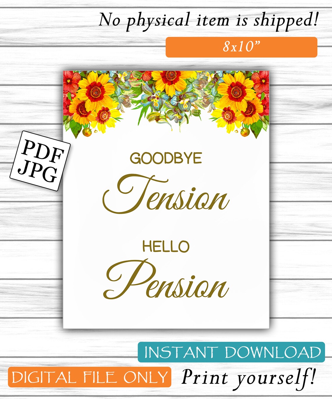 Retirement Banner Goodbye Tension Hello Pension Sign - Etsy