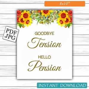 Retirement Banner Goodbye Tension Hello Pension Sign - Etsy