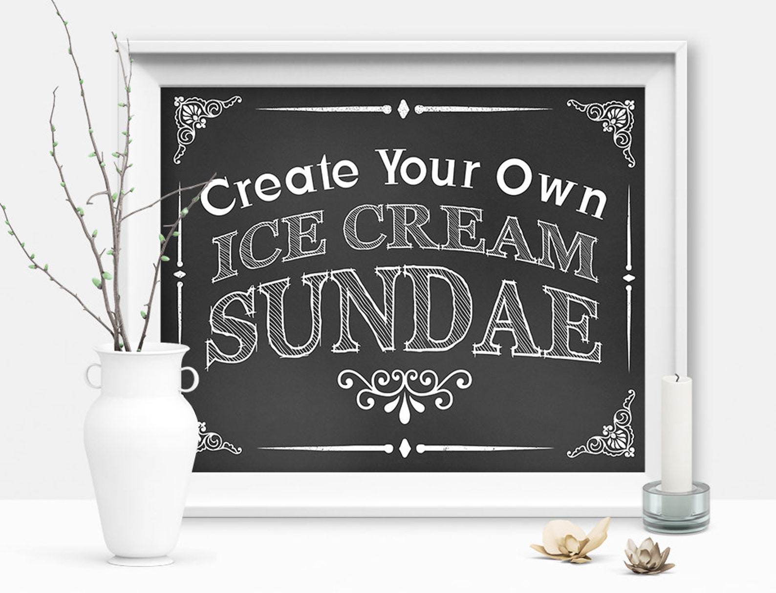 Create Your Own Ice Cream Sundae, Sundae Sign, Chalkboard, Ice Cream ...